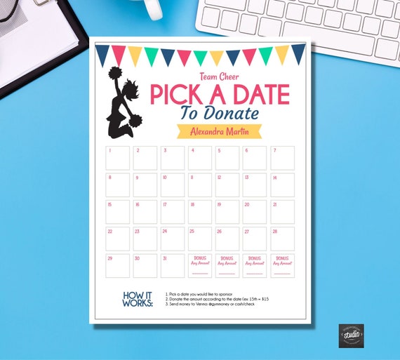 Pick a Date to Donate Cheerleader Flyer Template, Cheerleading Team ...