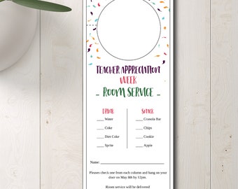 Teacher Appreciation Room Service Door Hanger Appreciation - Etsy