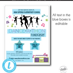 Dance-a-thon Event Flyer Template | Dance Fundraiser Event | School ...