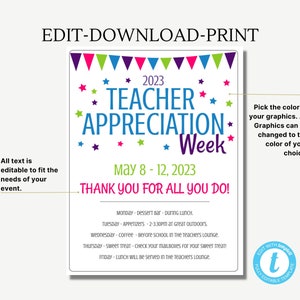 Teacher Appreciation Week Flyer Template Elementary Teacher ...