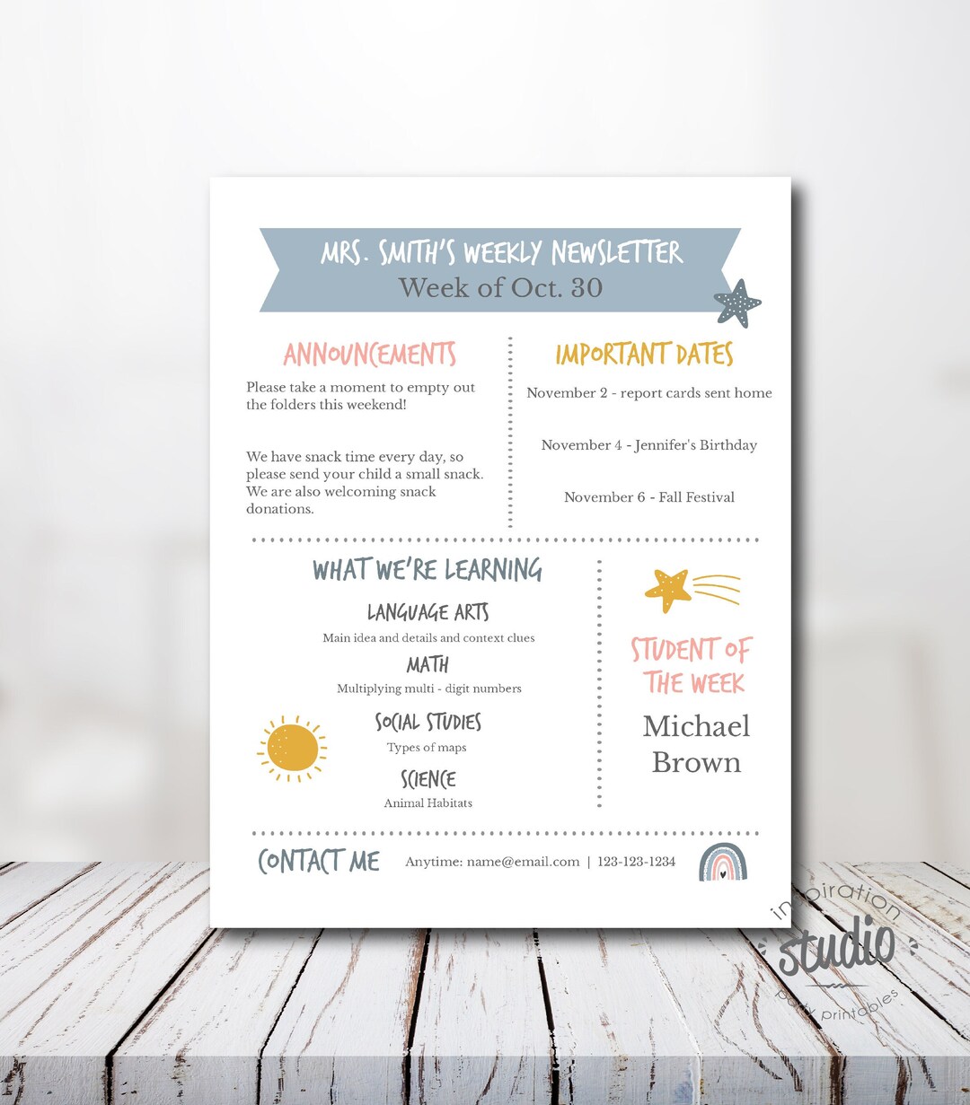 Editable Weekly Teacher Newsletter Template | Notes to Parents | Easy ...