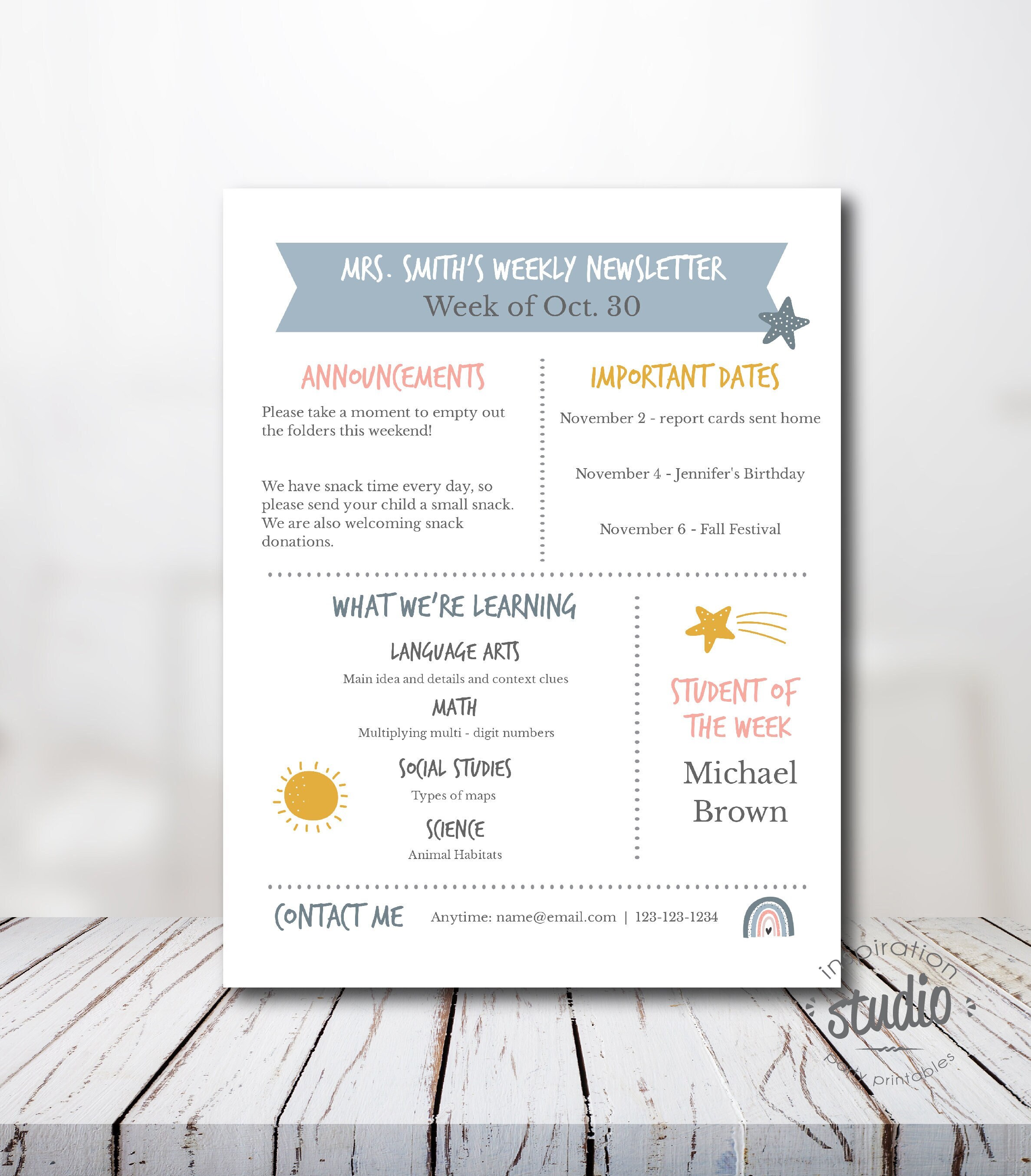 Editable Weekly Teacher Newsletter Template | Notes to Parents | Easy ...