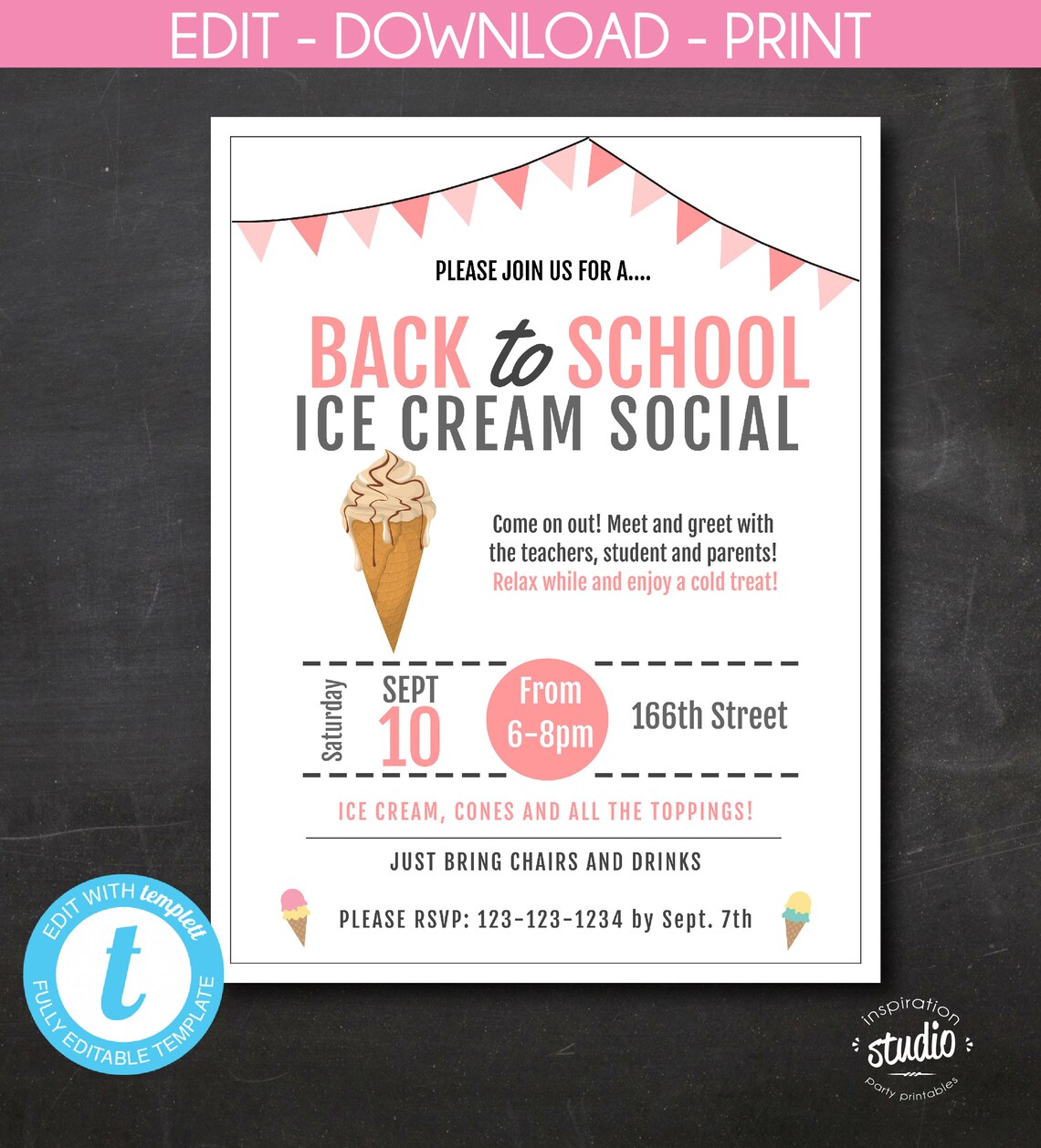 Back to School Ice Cream Social Event Flyer Printable - Etsy