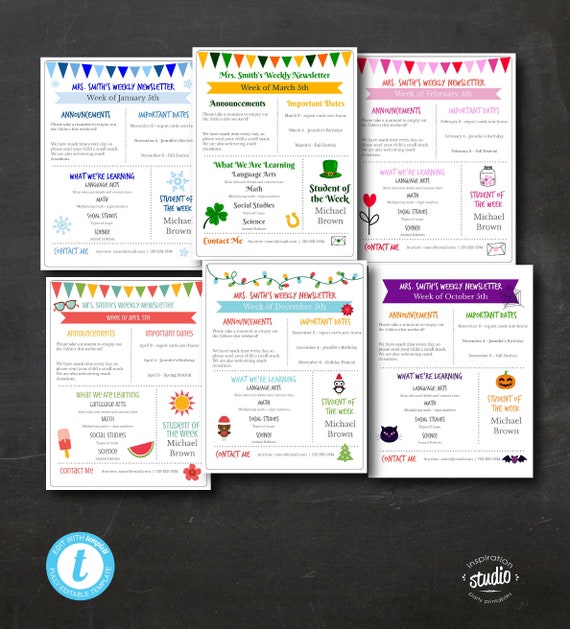 Holiday, Seasonal Newsletter Editable Templates Bundle, Newsletter ...