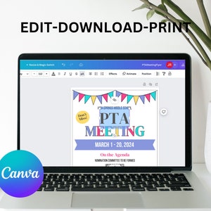 Editable Meeting Announcement Flyer Template | PTA, PTO, PTSA, Home ...