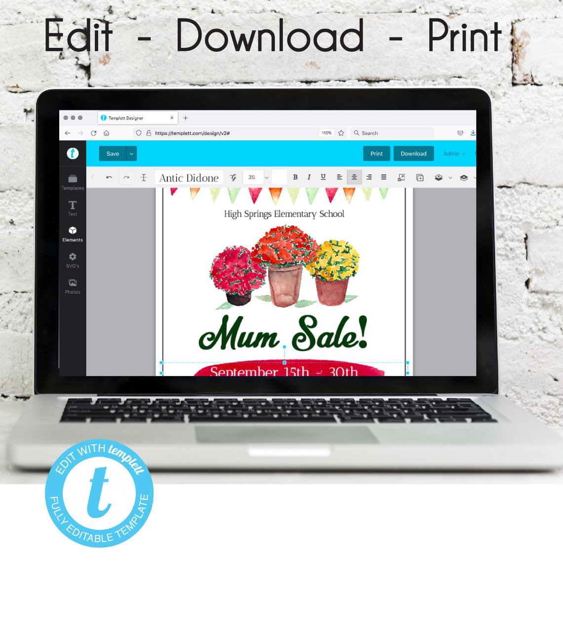 Fall Mum Sale Fundraiser Flyer Template School Fundraiser - Etsy