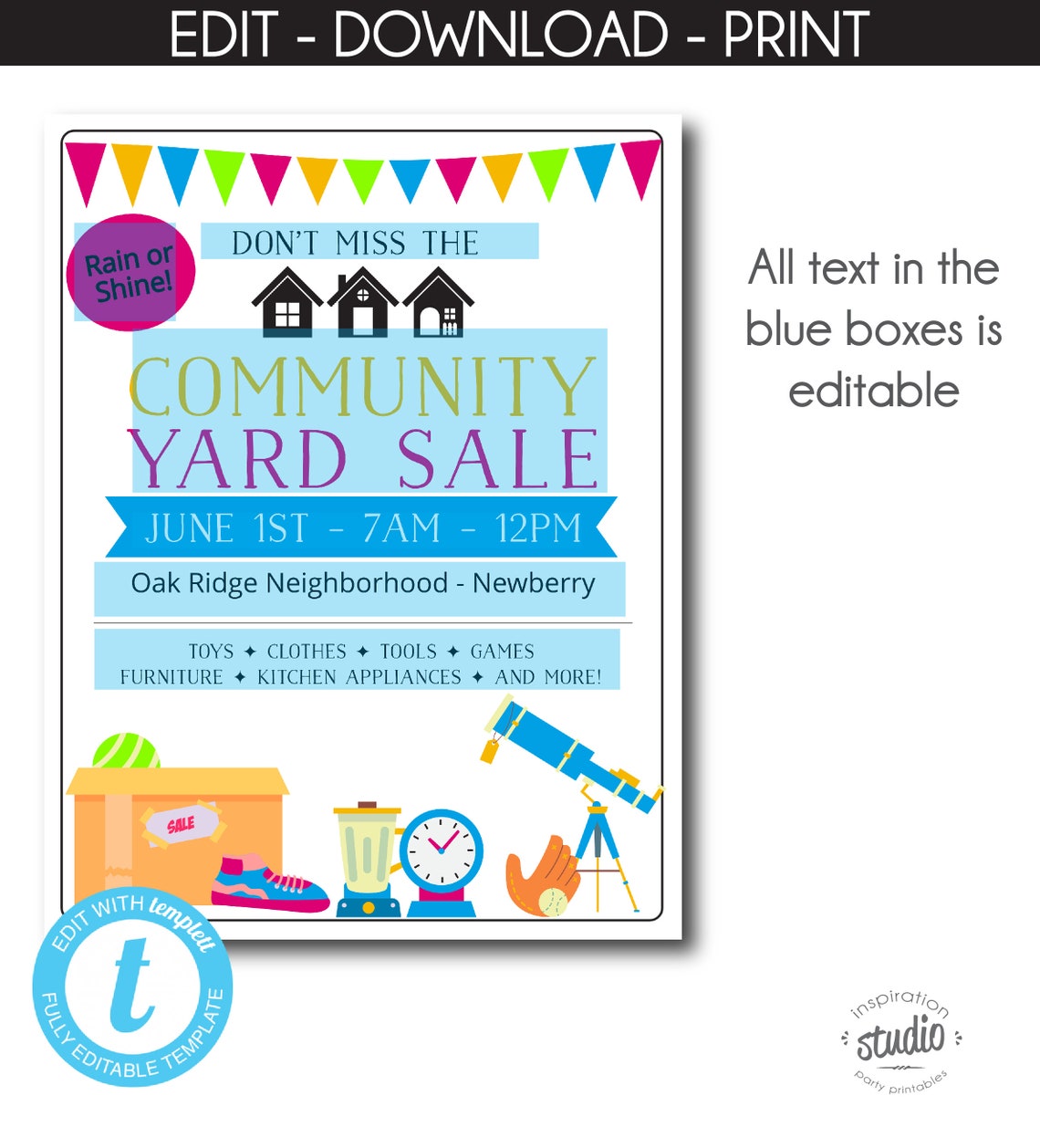 Community Yard Sale Flyer Template Spring Garage Sale Flyer - Etsy