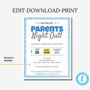 Parents Night Event Flyer Template | Babysitting Event Flyer | Editable ...