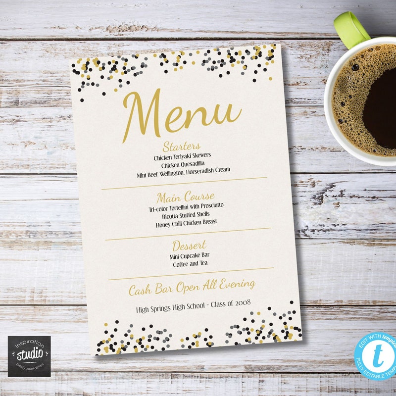 Menu Card for Reunion - Etsy