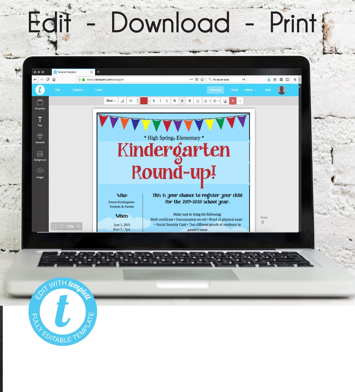 Kindergarten Round-up Event Flyer Printable Template School - Etsy