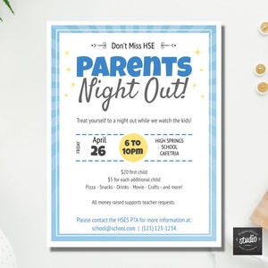 Parents Night Event Flyer Template | Babysitting Event Flyer | Editable ...
