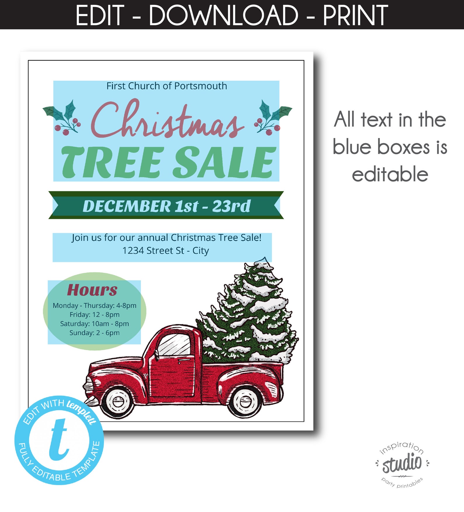Christmas Tree Sale Flyer Template School Church PTA PTO - Etsy