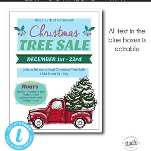 Christmas Tree Sale Flyer Template, School, Church, PTA, PTO, Event ...