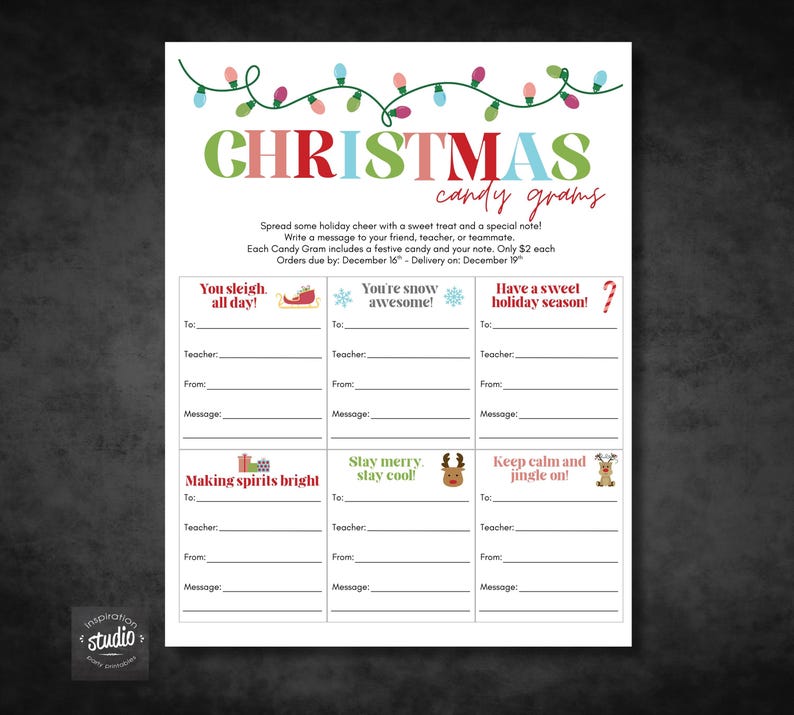 Printable Christmas Candy Grams for Kids and Teens Canva Template ...