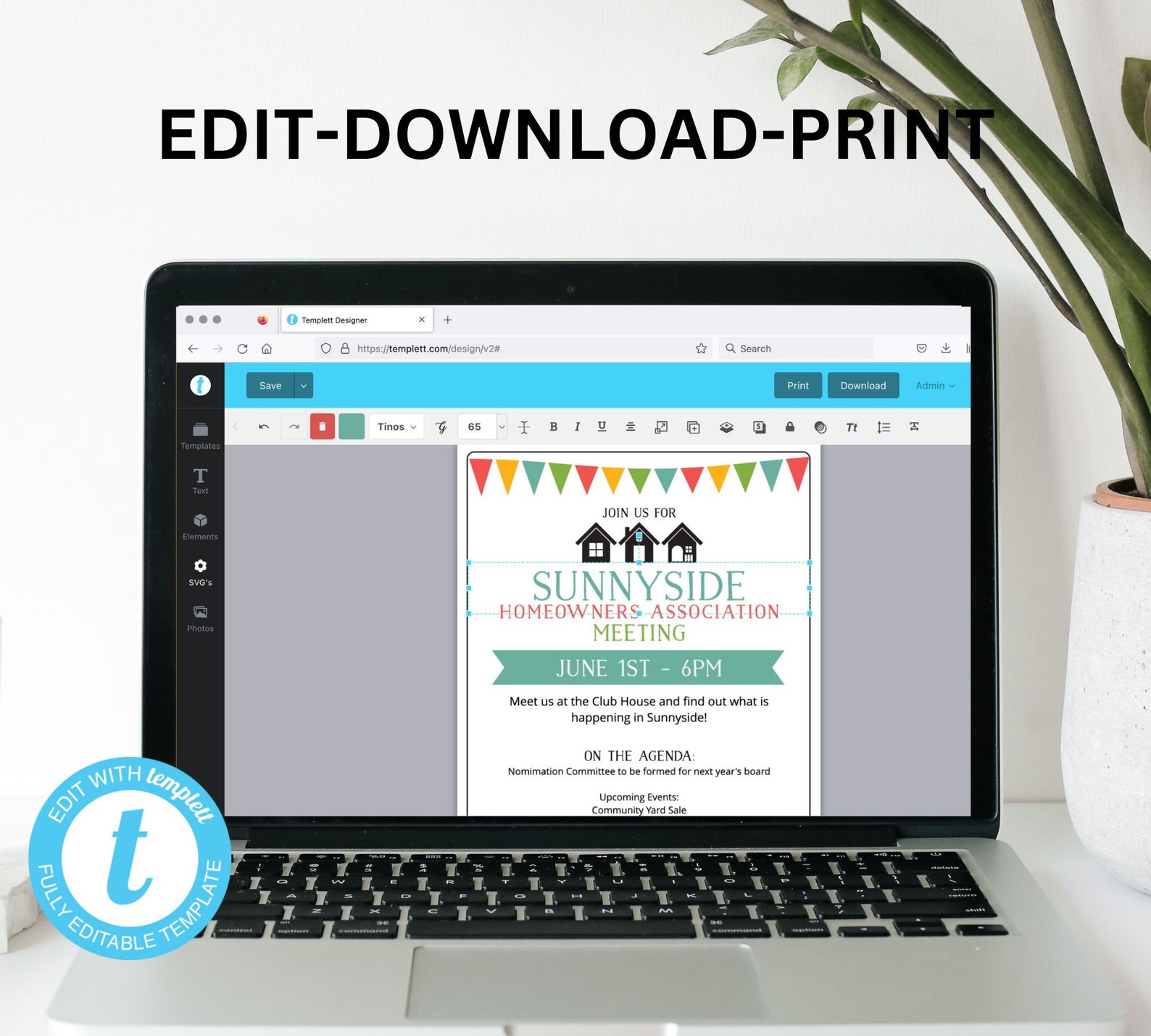 HOA Meeting Announcement Flyer Template, Homeowners Association Meeting ...