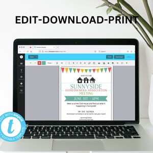 HOA Meeting Announcement Flyer Template, Homeowners Association Meeting ...