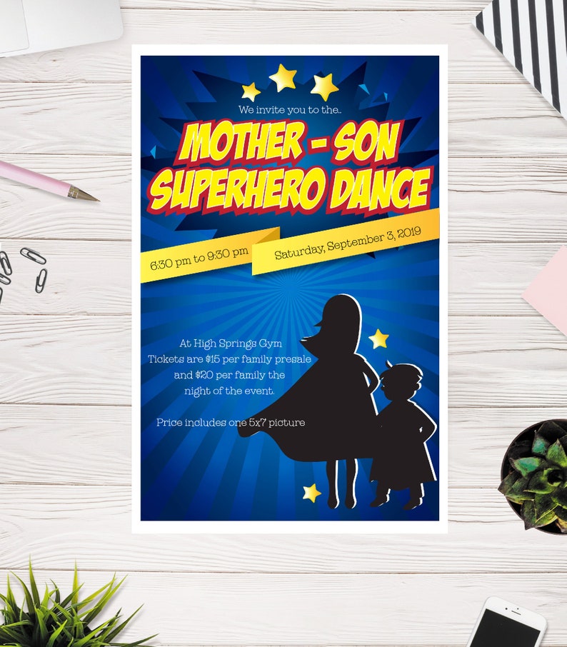 Mother Son Superhero Dance Event Template Printable Package Etsy