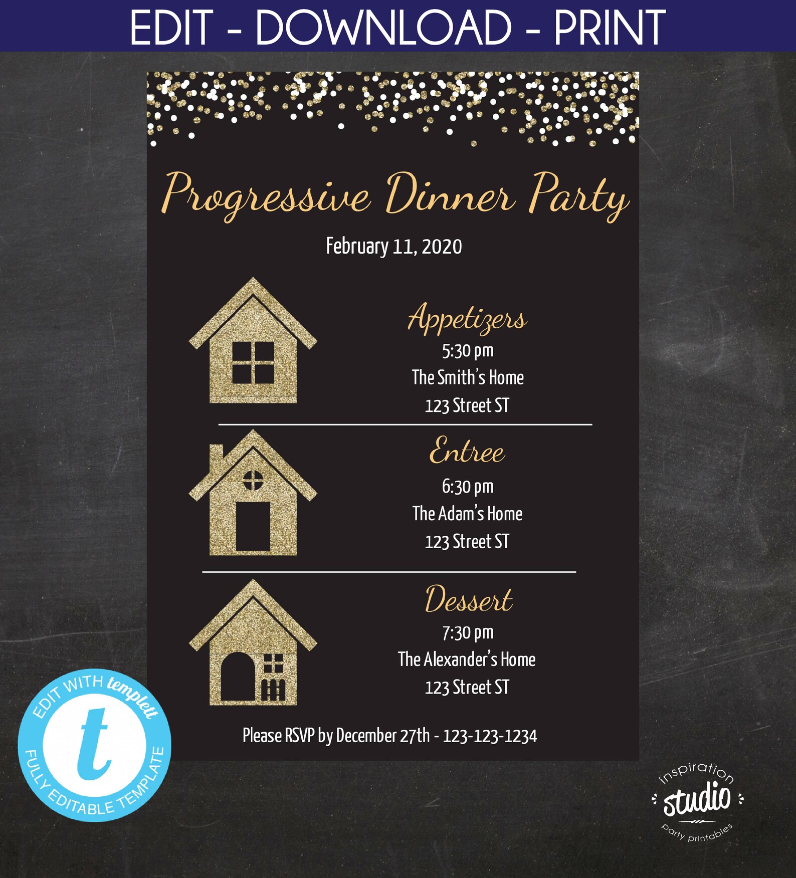 Progressive Dinner Party Invite Template, Neighborhood Dinner Party ...