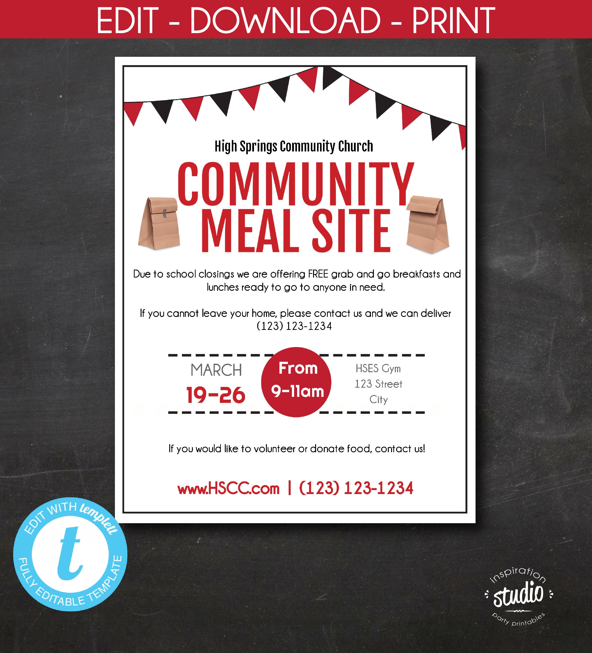 Community Meal Site Flyer and Social Media Graphic Free Food - Etsy ...