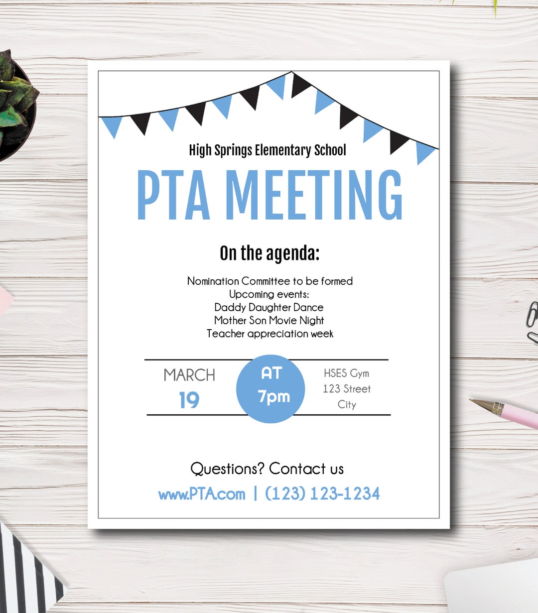 Meeting Announcement Flyer, Easy to Use Template, Edit Yourself, Great ...