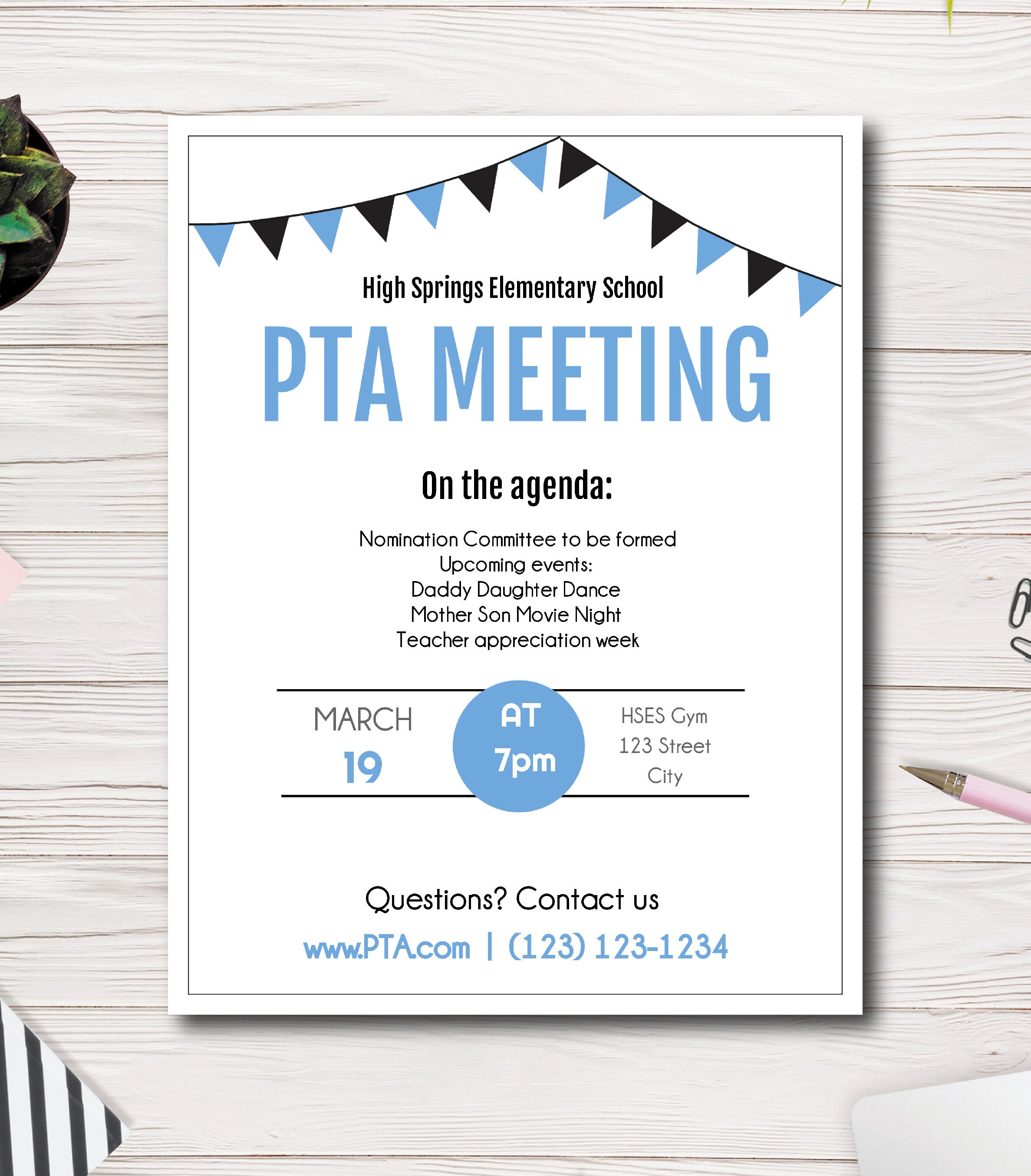 Meeting Announcement Flyer Easy To Use Template Edit Etsy UK