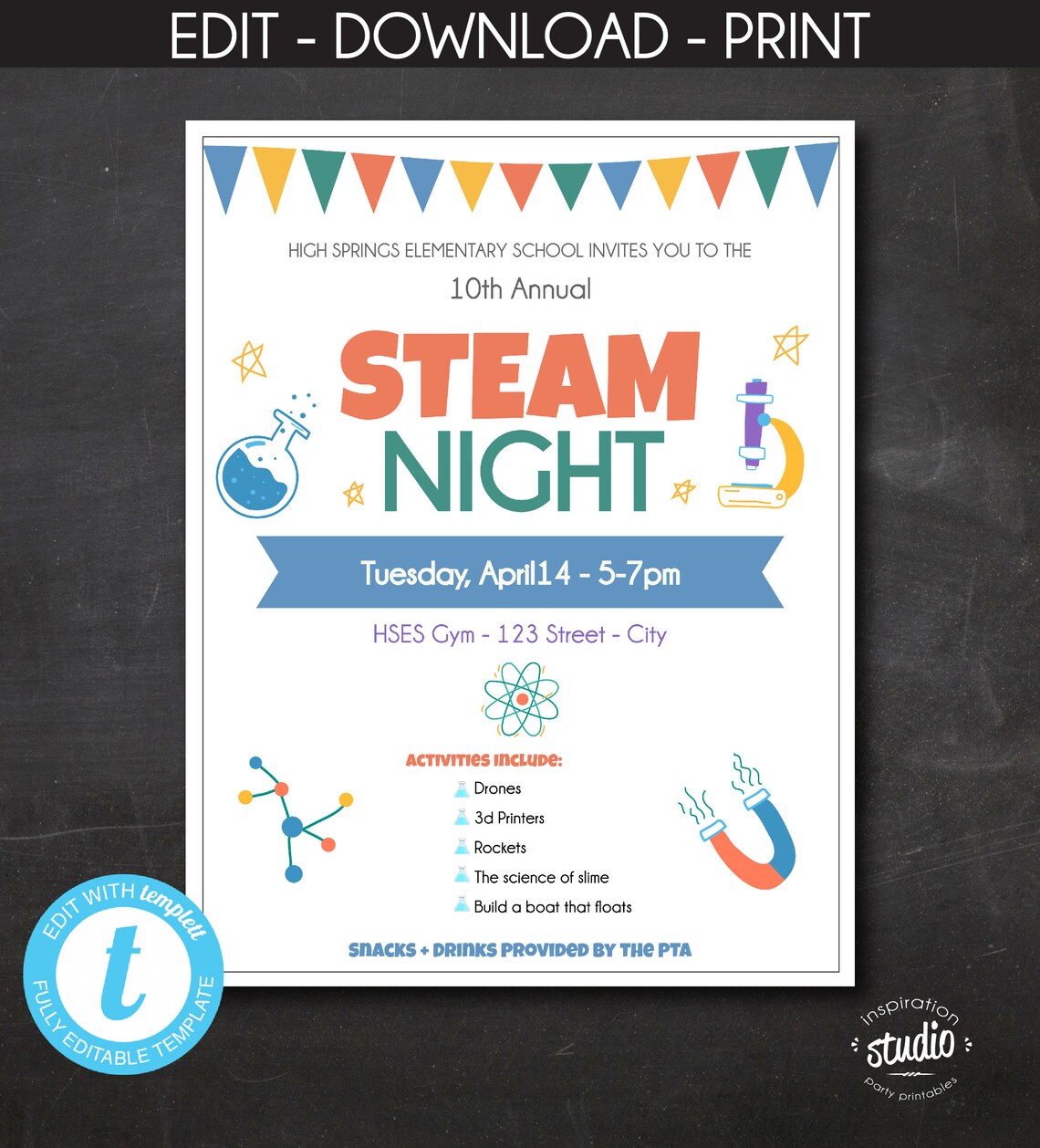 Steam Night Event Flyer Template School STEM Night Flyer - Etsy