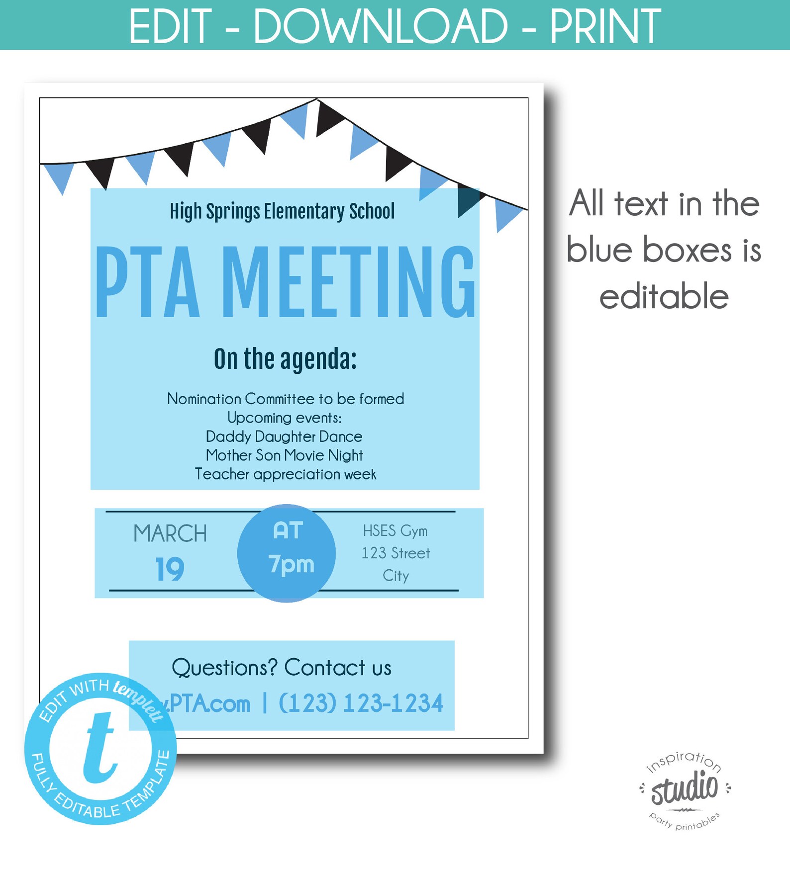 Meeting Announcement Flyer Easy to Use Template Edit - Etsy