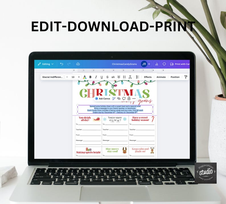 Printable Christmas Candy Grams for Kids and Teens Canva Template ...