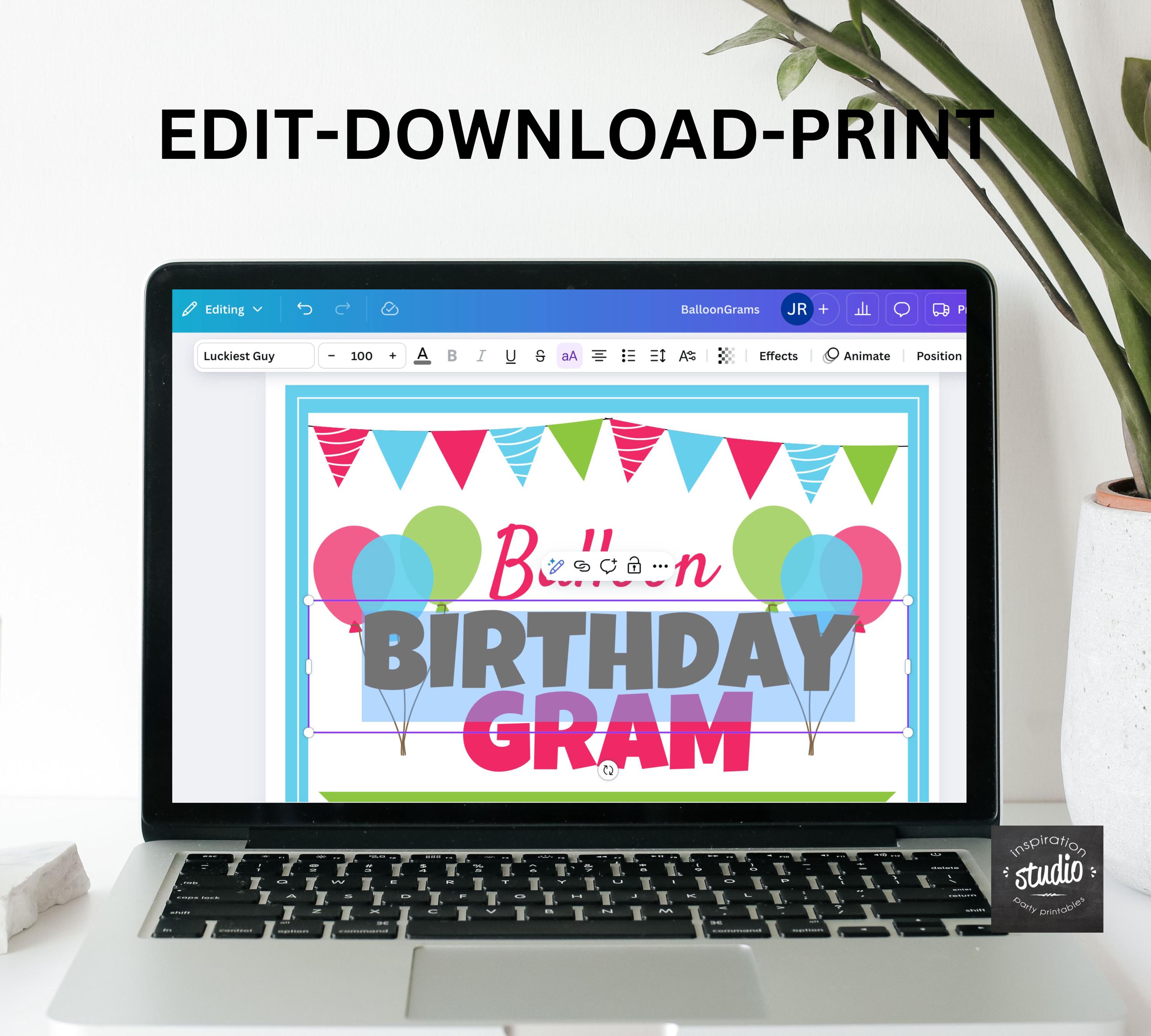 Editable Birthday Balloon Gram Flyer | School, PTA, PTO Fundraiser ...