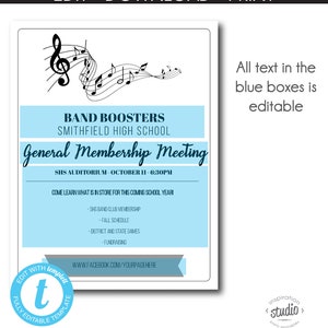 Band Boosters Meeting Announcement Flyer Template | Band Booster Flyer ...