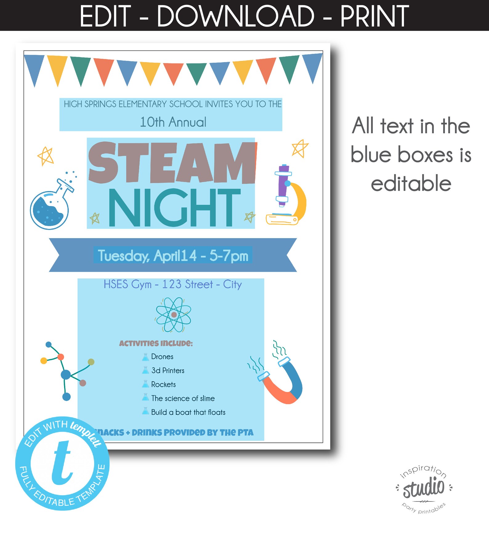 Steam Night Event Flyer Template School STEM Night Flyer - Etsy