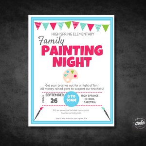 Family Painting Night Event Flyer Template | Art Night Fundraiser Flyer ...