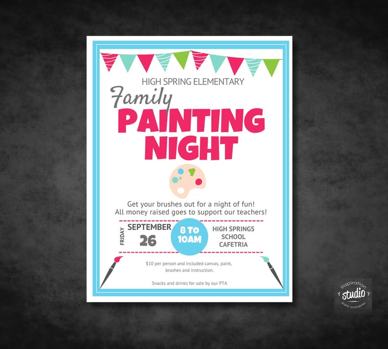Family Painting Night Event Flyer Template | Art Night Fundraiser Flyer ...