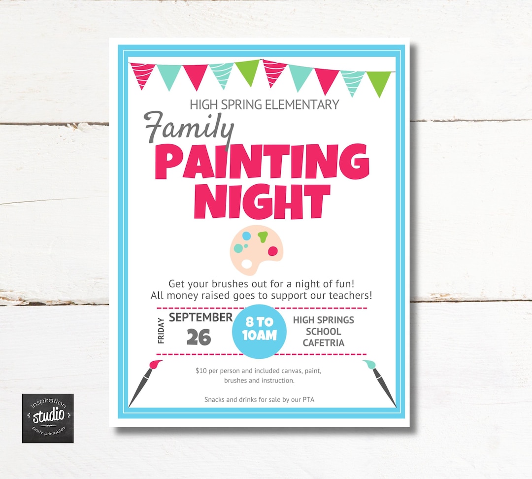 Family Painting Night Event Flyer Template | Art Night Fundraiser Flyer ...