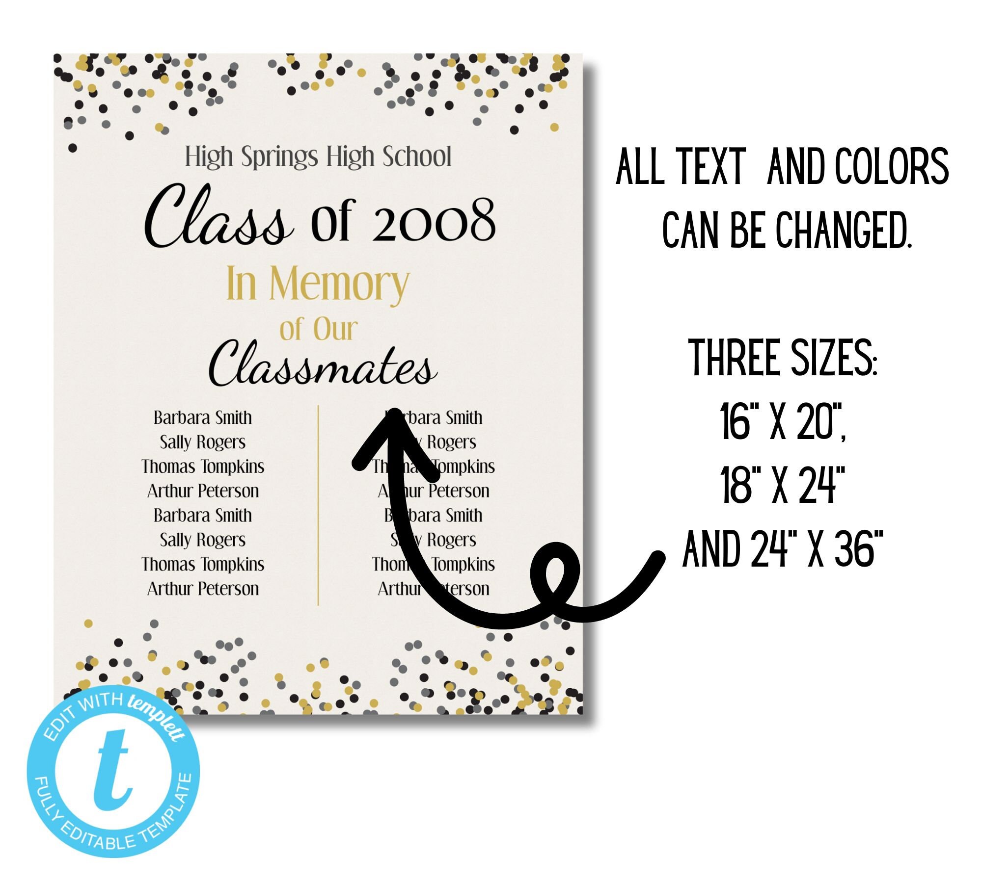 High School Reunion in Memory of Classmates Poster Template, Tribute to ...
