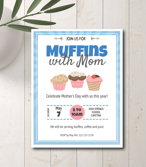 Muffins With Mom Flyer Flyer Template PTA PTO Church School Event 