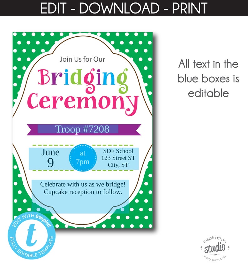 Bridging Invite Template Bridging Ceremony Custom Printable | Etsy
