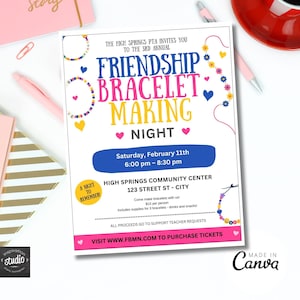 Friendship Bracelet Making Event Flyer | Teen Girls Night | Jewelry ...
