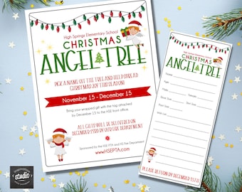 Christmas Giving Tree Fundraiser Flyer and Tags Template, Toy Drive ...