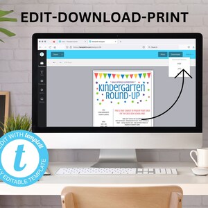 Kindergarten Round up Event Flyer Template, Printable Template, School ...