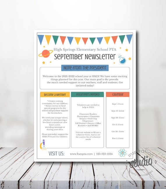 School Newsletter Template, Science Theme, PTA, PTO, PTSA Newsletter ...