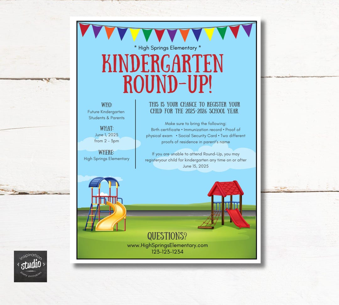 Kindergarten Round-up Event Flyer | Printable Template | School Flyer ...
