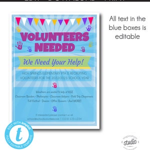 Volunteers Needed Flyer Template, Back to School Flyer, Volunteer Event ...