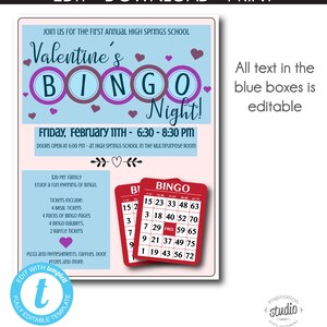 Valentine's Bingo Night Flyer Template, Family Night, School or Church ...