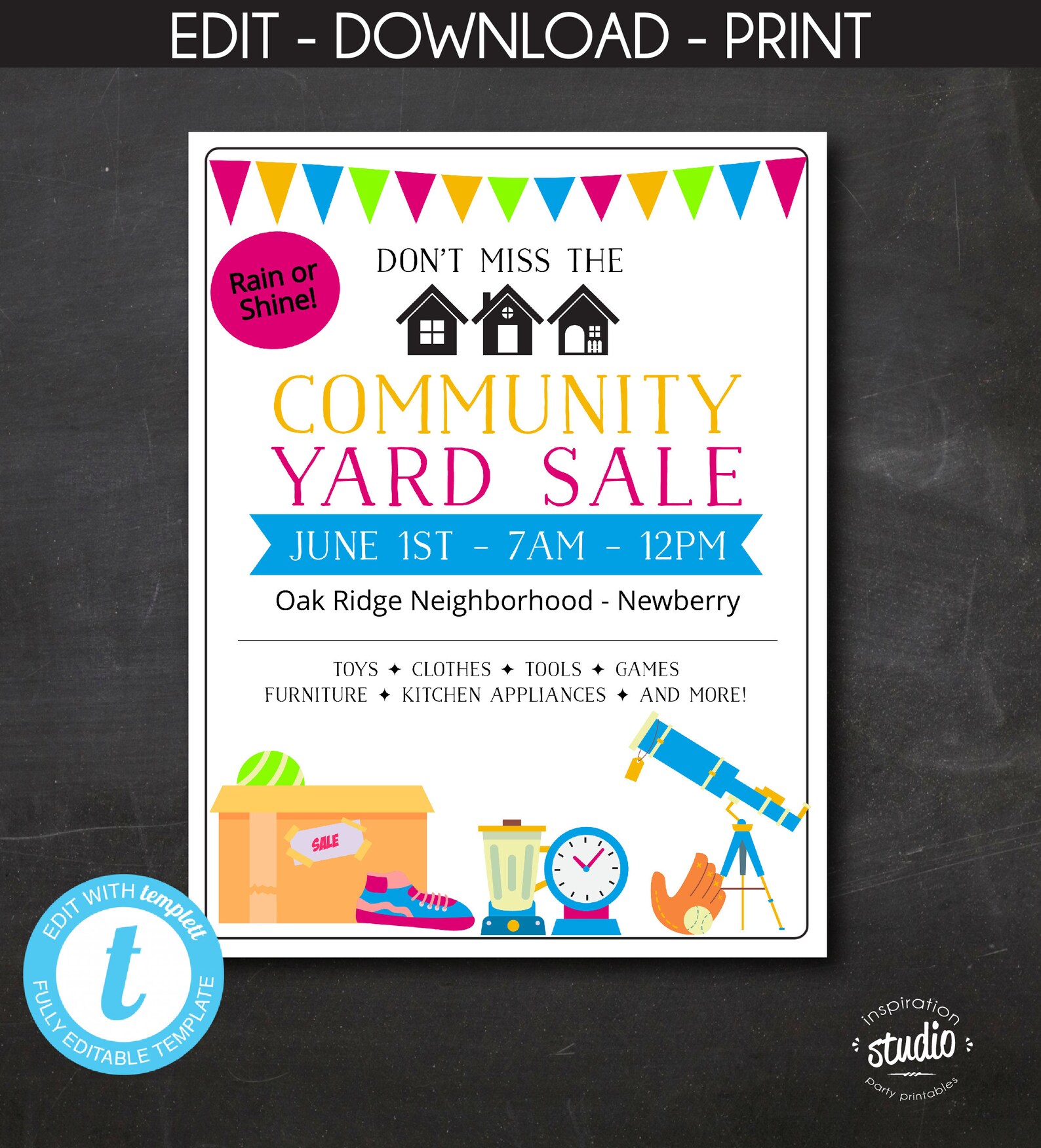 Community Yard Sale Flyer Template, Spring Garage Sale Flyer ...