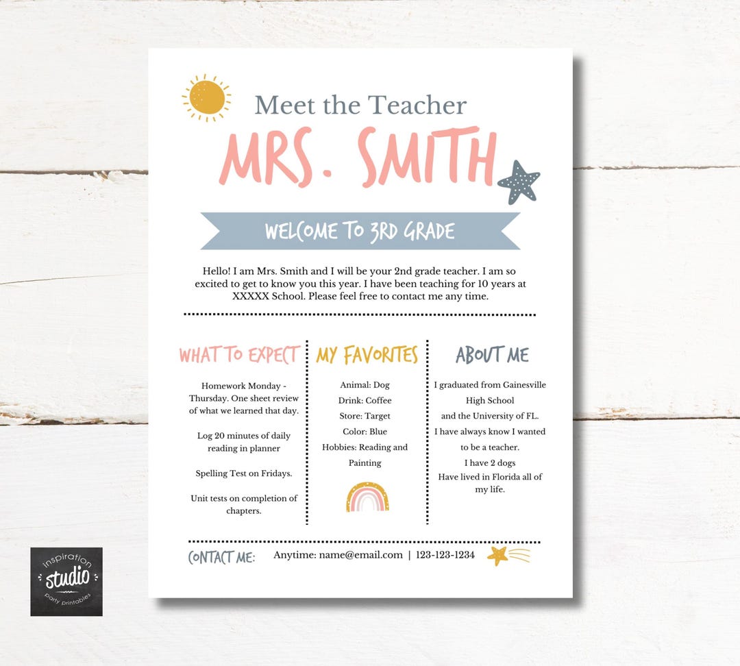 Meet the Teacher Flyer | Editable Canva Template Back to School Welcome ...