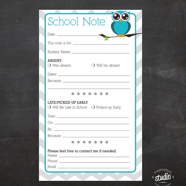 Absent Note for School - Etsy