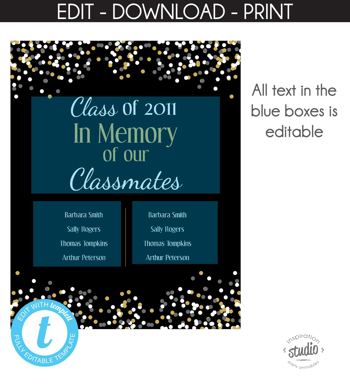 High School Reunion in Memory of Classmates Poster College - Etsy