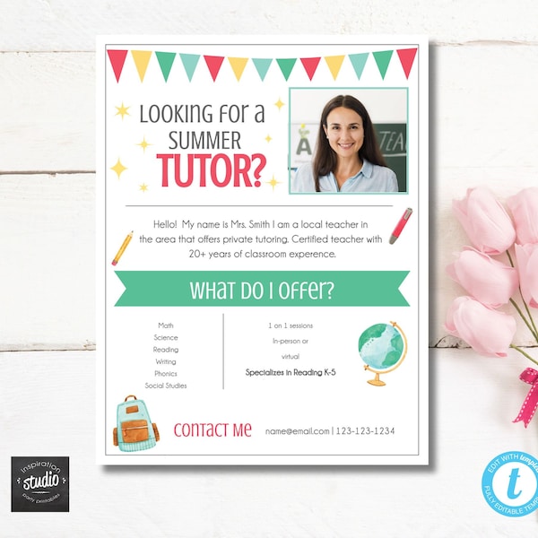 Tutoring Flyer - Etsy