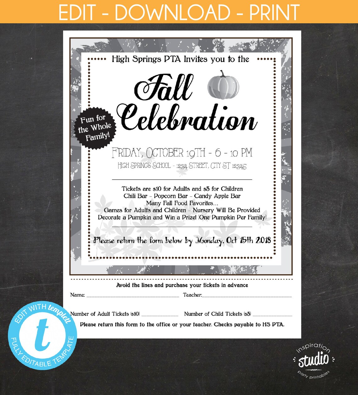 Fall Festival Flyer Fall Celebration School Church PTA - Etsy